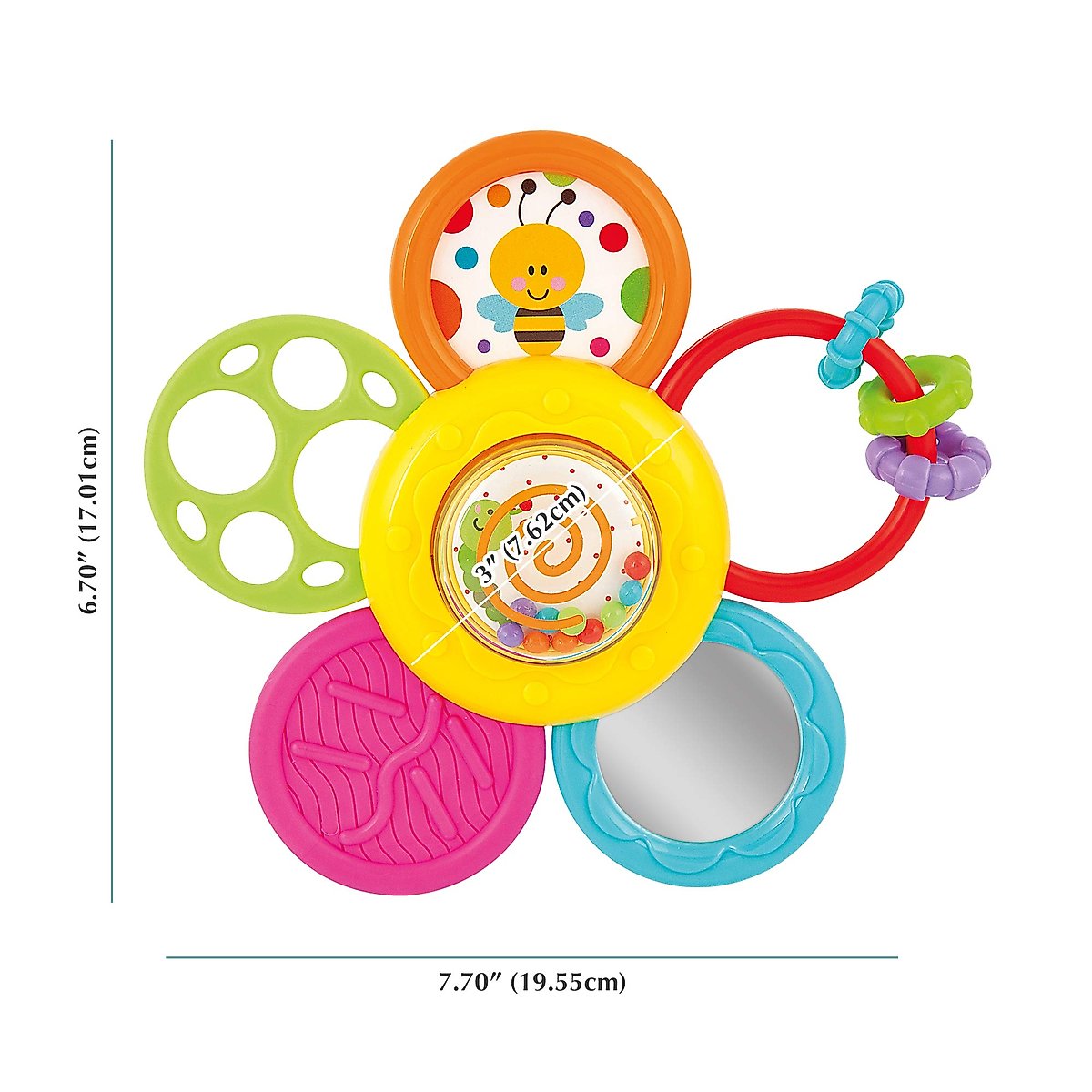 KiddoLab Infant Spin, Rattle and Teether Toy. Baby Multi-use Toy for Better Relaxation and Sleep - Activity Toy for Babies and Toddlers, Develops Fine Motor Skills. Age: 6-12 Months Old and Up