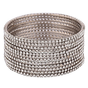 Efulgenz Crystal Bangles for Women Indian Bangles for Women Indian Bangle Set White Bangles for Women Indian Jewelry Indian Traditional Indian Bangles Indian Bangle Wedding Bridal Bracelet Jewelry for Women