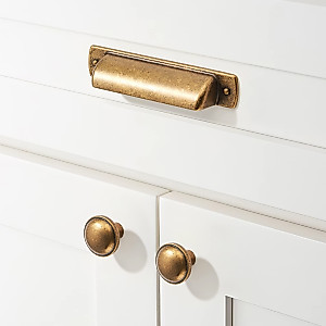 khtumeware 10 Pack 3" Drawer Pulls Antique Brass Cabinet Cup Pulls Kitchen Hardware Cabinet Handles Drawer Handles Knobs 3 inch Hole Center