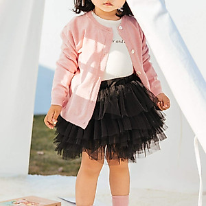 Colorful Childhood Baby Girls Tutu Skirt Toddler 6 Layered Tulle Tutus 1-8T Black Size 5-6T