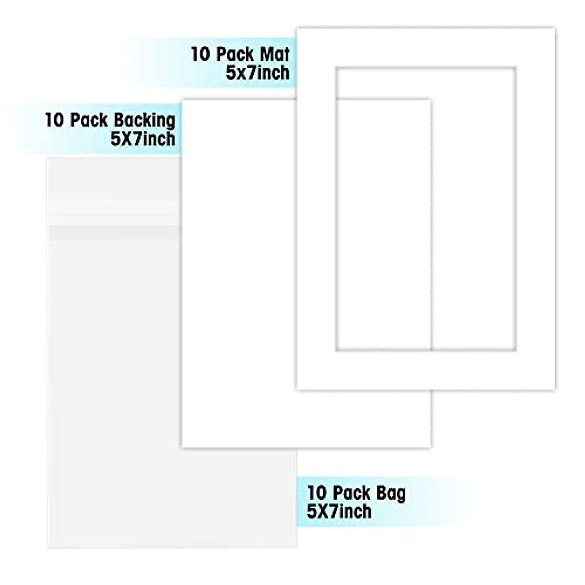 Golden State Art, Pack of 10 White Pre-Cut 5x7 Picture Mat for 4x6 Photo with White Core Bevel Cut Mattes Sets. Includes 10 High Premier Acid Free Bevel Cut Matts & 10 Backing Board & 10 Clear Bags