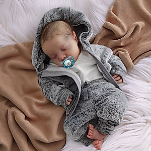 JIZHI Lifelike Reborn Baby Dolls Boy - 17-Inch Soft Baby Feeling Realistic-Newborn Baby Dolls Poseable Real Life Baby Dolls Cute Sleeping Baby Boy Doll for Kids Age 3 +