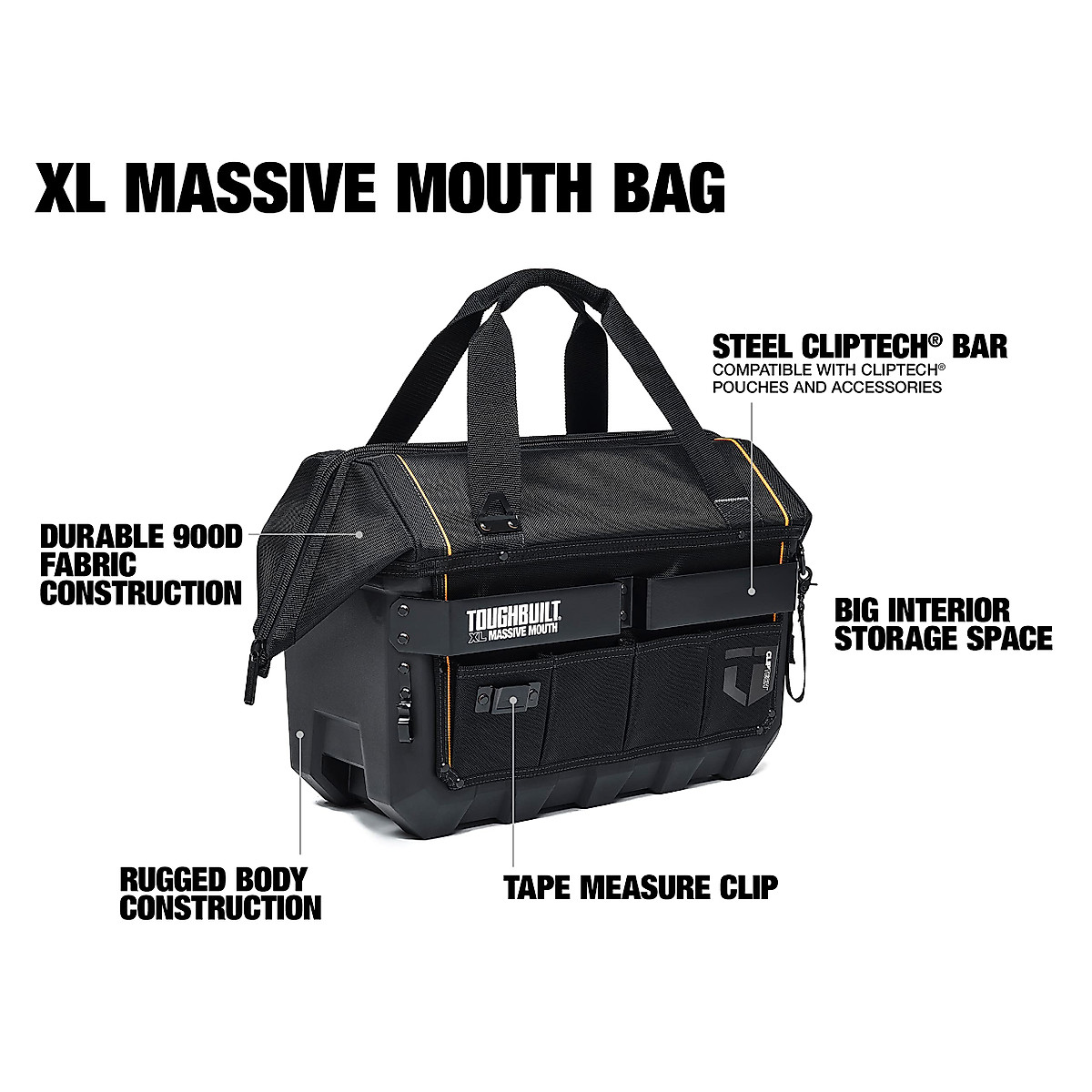 ToughBuilt - 20" Massive Mouth w/Waterproof Base - Durable and Rugged, Lockable, 22”x 14”x 11” - (TB-CT-62-20)