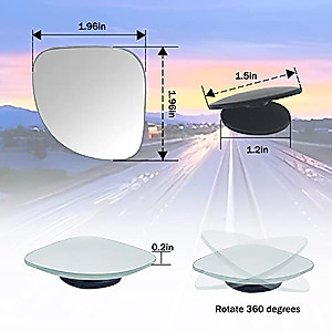 2 Pack of Blind Spot Mirror, Fan Shaped HD Glass Frameless Convex Rear View Mirror with wide angle Adjustable Stick , Blind Spot Mirror Compatible with Car SUV Van Pick Up Truck(Fan)