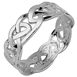 Women's 14k White Gold Celtic Wedding Band Trinity Knot Eternity Ring (8.5)
