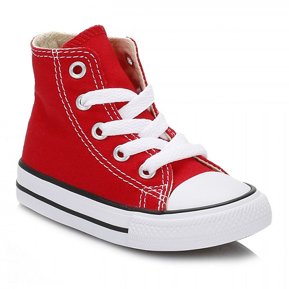 Converse Baby Chuck Taylor All Star Canvas High Top Sneaker, red, 3 M US Infant