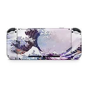 Tacky Design Watercolor Skin Compatible with Nintendo Switch Skin Wrap Cover, Wave Off Kanagawa Skin for Nintendo Switch Stickers, Premium Vinyl 3M Full Wrap Decal.