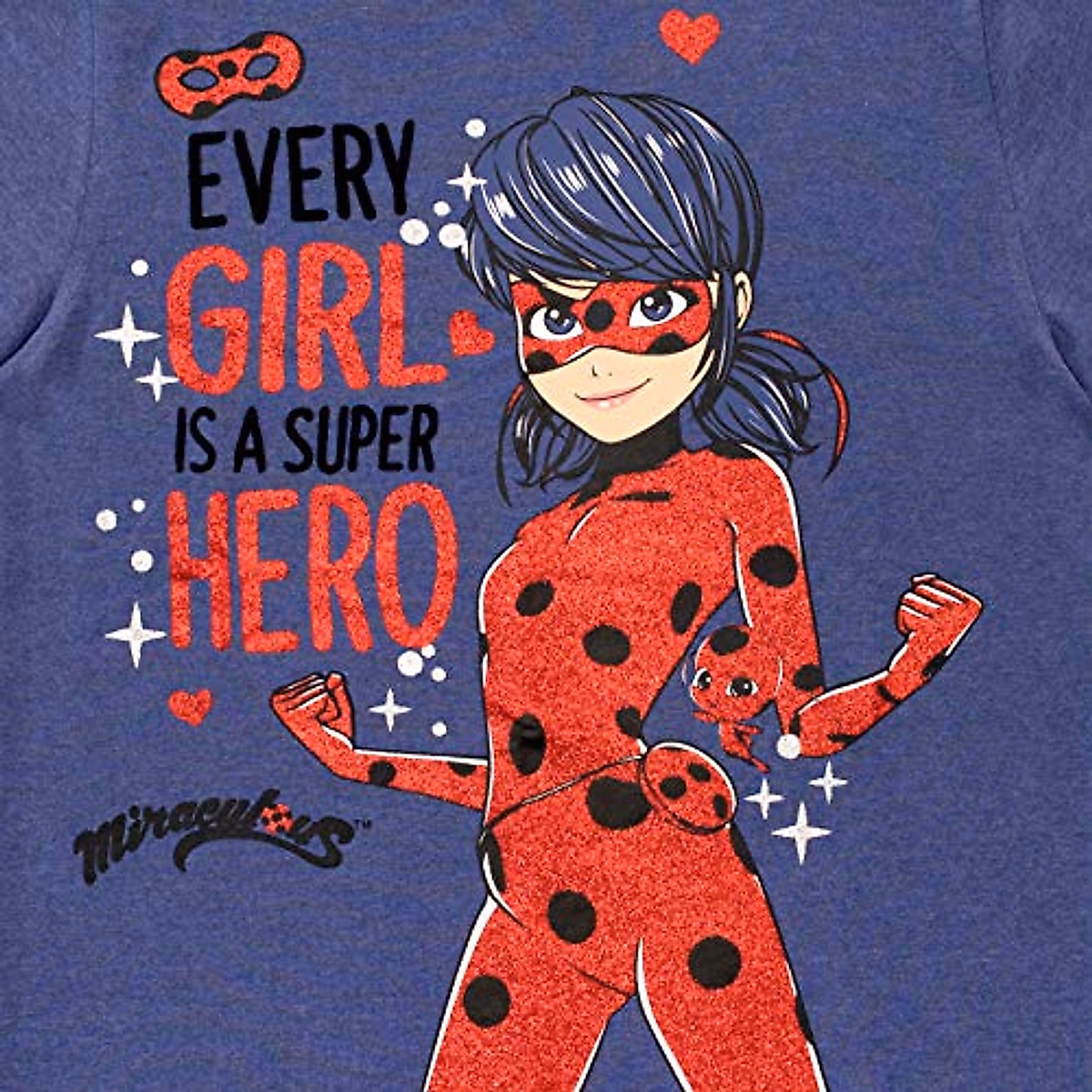 Miraculous Ladybug Girls' Lady Bug T-Shirt Size 6 Blue