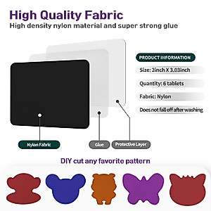 Azobur 6-Pack Nylon Repair Patch Self Adhesive Vinyl Outdoor Camping Gear Repair Kit,Waterproof Fabric Repair Patches for Down Jacket, Tent, Sleeping Bag （Black）