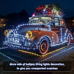 JMEXSUSS White Battery Operated String Lights Outdoor Waterproof, 33ft 100 LED Battery Power Christmas Lights Indoor, 8 Modes Twinkle Fairy Mini Lights with Remote for Wedding Bedroom Tree