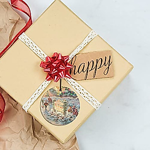 Thomas Kinkade - The Lights of Christmastown – Children Snow Day - 3.5” Starfire Prints Hanging Glass Print Accessory – Officially Licensed Collectible | Complimentary Velveteen Gift Bag