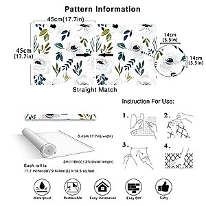 HAOKHOME 93245-2 Peel and Stick Floral Wallpaper Home Decor Removable White/Grey/Black Vinyl Self Adhesive Mural 17.7in x 9.8ft