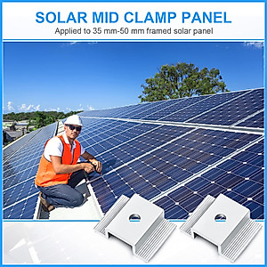 Zhengmy Solar Panel Mid Clamps 1.06 Inch Solar Panel Bracket Aluminium Mounting Accessories Aluminum Solar Mid Clamp for Solar Panel Mounting Solar Panel Mid Clamp (48 Pack)