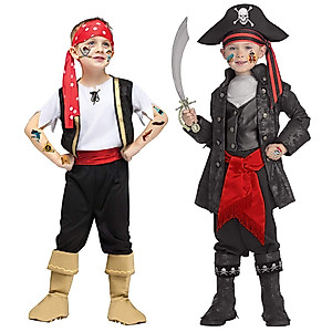 Pirate Tattoos(96Pcs), Konsait Pirate Temporary Tattoo Fake Neverland Pirated Cannon Powder Jake Captain Tattoo Body Sticker for Pirate Birthday Party Favors Supplies Kids Boys Girls Party Bag Filler