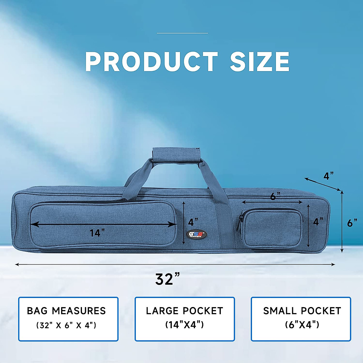 GSE Games & Sports Expert 3x4 Soft Pool Cue Case Billiard Pool Cue Stick Carrying Bag- Holds 3 Butts and 4 Shafts, Billiard Cue Cases, Billiards Accessories (Blue)