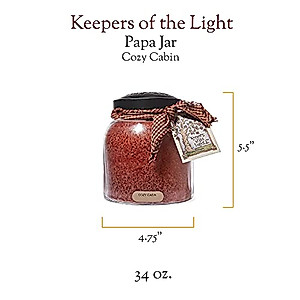 A Cheerful Giver — Cozy Cabin - 34oz Papa Scented Candle Jar with Lid - Keepers of the Light - 155 Hours of Burn Time, Gift for Women, Red