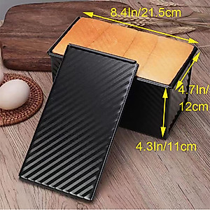 EGEN Bread Pan Loaf Pan for Baking with Lid, Non-Stick Carbon Steel Baking Bread Toast Mold Loaf Baking Pan Set (Black-2Pcs)