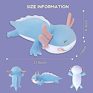 Colixpet Axolotl Plush Cute Stuffed Animal Soft Blue Long Pillow Hugging Plush Toys Valentine's Day,Birthday Gifts for Kids Boys Girls 21 inches