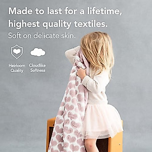 Little Giraffe Baby Blanket - Luxe Soft Blanket with Satin Trim - Baby Stroller Blanket - Newborn Baby Essentials & Baby Gifts - 29"x35" - Heart Army Dusty Pink