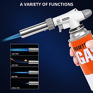 Sondiko Butane Torch Head S516 - Professional Culinary & Grilling Tool with Wind Resistant Flame for BBQ & Soldering - Charcoal & Campfire Torch Lighter (Fuel Not Included)