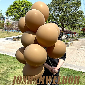 Jonhamwelbor Light Brown Balloons 12 inch 100 Pack Coffee Brown Matte Mocha Caramel Helium Latex Balloons for Birthday Baby Shower Wedding Decorations