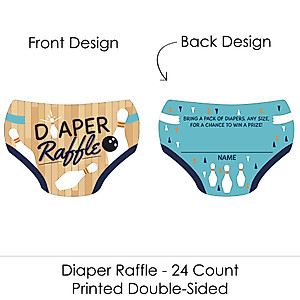 Big Dot of Happiness Strike Up the Fun - Bowling - Diaper Shaped Raffle Ticket Inserts - Baby Shower Activities - Diaper Raffle Game - Set of 24