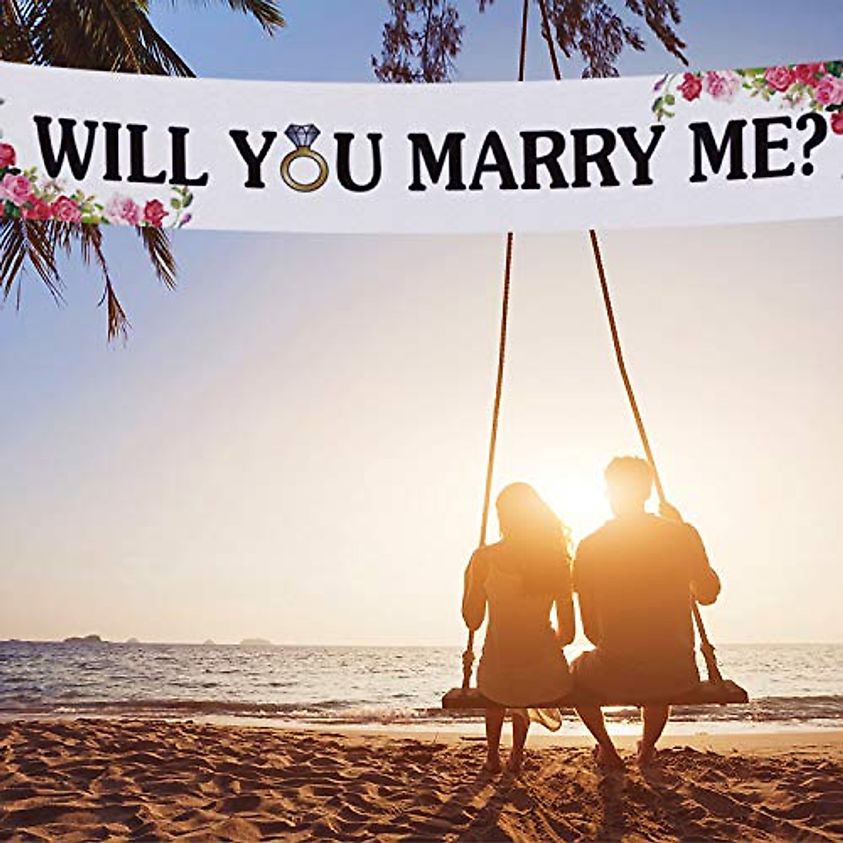 Will You Marry Me Large Banner, Proposal Banner, Engagement Lawn Sign Porch Sign, Engagement Party Decorations, Indoor Outdoor Backdrop 8.9 x 1.6 Feet