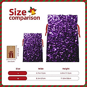 Beautiful Purple Glitterchristmas Drawstring Gift Bag, Linen Drawstring Gift Bag, Reusable Drawstring Gift Bag, Used For Christmas, Birthday, Wedding Supplies