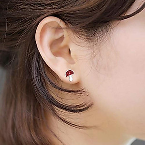 HOVEOX 20 Pairs Stud Earrings Stainless Steel Mixed Color Cute Animals Fruit Mushroom Cherry Pearl Fox Bear Butterfly Bee Owl Flower Star Heart Stud Earrings Set for Women
