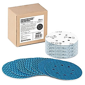 50pcs Diamond Shape 5 Inch Sanding Disc, Revolutionary Patent Assorted 8 Hole Hook and Loop Sanding Discs for Random Disc Sanders & Orbital Sanders (60-400 Grit) by toolant