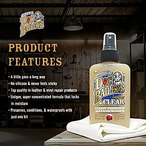Doc Baileys “Clear” Formula for Any Color Leather- One Step Kit- Conditioner, Cleaner, and Softener- Waterproof, Stain Proof, Maintain and Protect Leather, Vinyl, Canvas, and More- No Sticky Residue
