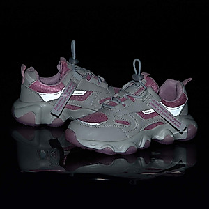 Hetios Kids Fashion Sneakers Hook and Loop School Uniform Sneaker Outdoor Lightweight Breathable Athletic Running Walking Shoes for Girls Boys Pink Little Kid US Size 2