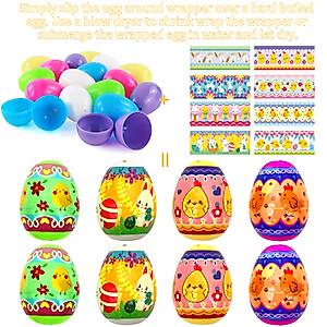 12 Pack Easter Eggs Bulk Wrapper Luminous Eggs Film Shrink Wraps for 2.4in Easter Eggs Chicken Bunny Egg Sleeves Decorations, New Cute Easter Egg Arounds