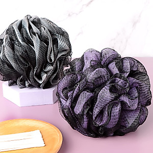 BCKENEY Bath Loofah Shower Sponge Body Back Scrubber Soft Mesh Shower Puffs Exfoliating Loofa for Women & Men Bath Accessories Cleaning Tool (Dark 2, 4Pcs 60G L)