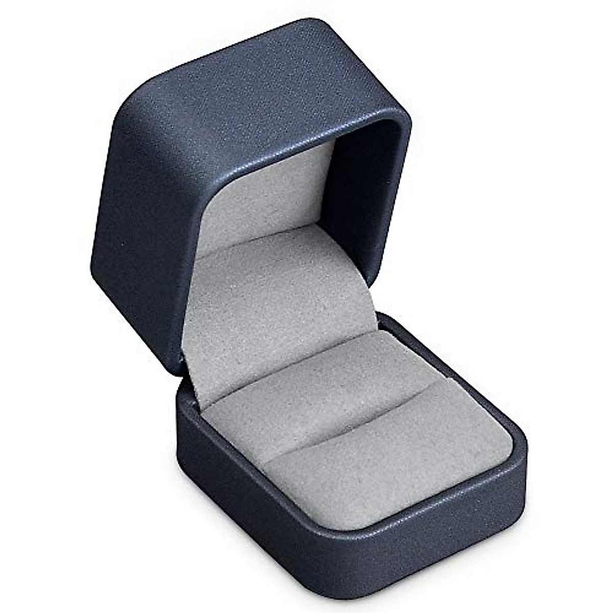 Woodten Blue Round Corner PU Leather Proposal Ring Box Jewelry Ring Gift Box Jewelry Packaging Box