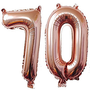 40inch Rose Foil 70 Helium Jumbo Digital Number Balloons, 70th Birthday Decoration for Girls or Boys, sweet 70 Birthday Party Supplies