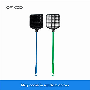 OFXDD Rubber Fly Swatter, Long Fly Swatter Pack, Fly Swatter Heavy Duty, Green and Blue Colors (3 Pack)