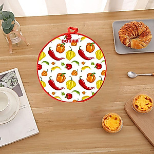 LEONAL Tortilla Warmer Taco 12 Inch Insulated Pouch Cloth - Microwave Use Fabric Bag to Keep Food Warm for up to One Hour (Chili Pepper Fiesta Party Carnival)