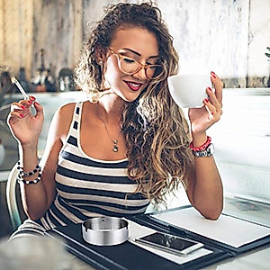 Pack of 3 Cigar Ashtray Tabletop Round Stainless Steel Ash Tray Suitable for Cigarette Ash Holder for Home