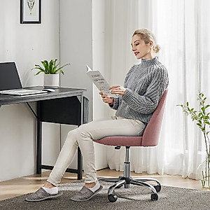 Sweetcrispy Armless Office Chair Cute Desk Chair, Modern Fabric Home Office Desk Chairs with Wheels Adjustable Swivel Task Computer Vanity Chair for Small Spaces