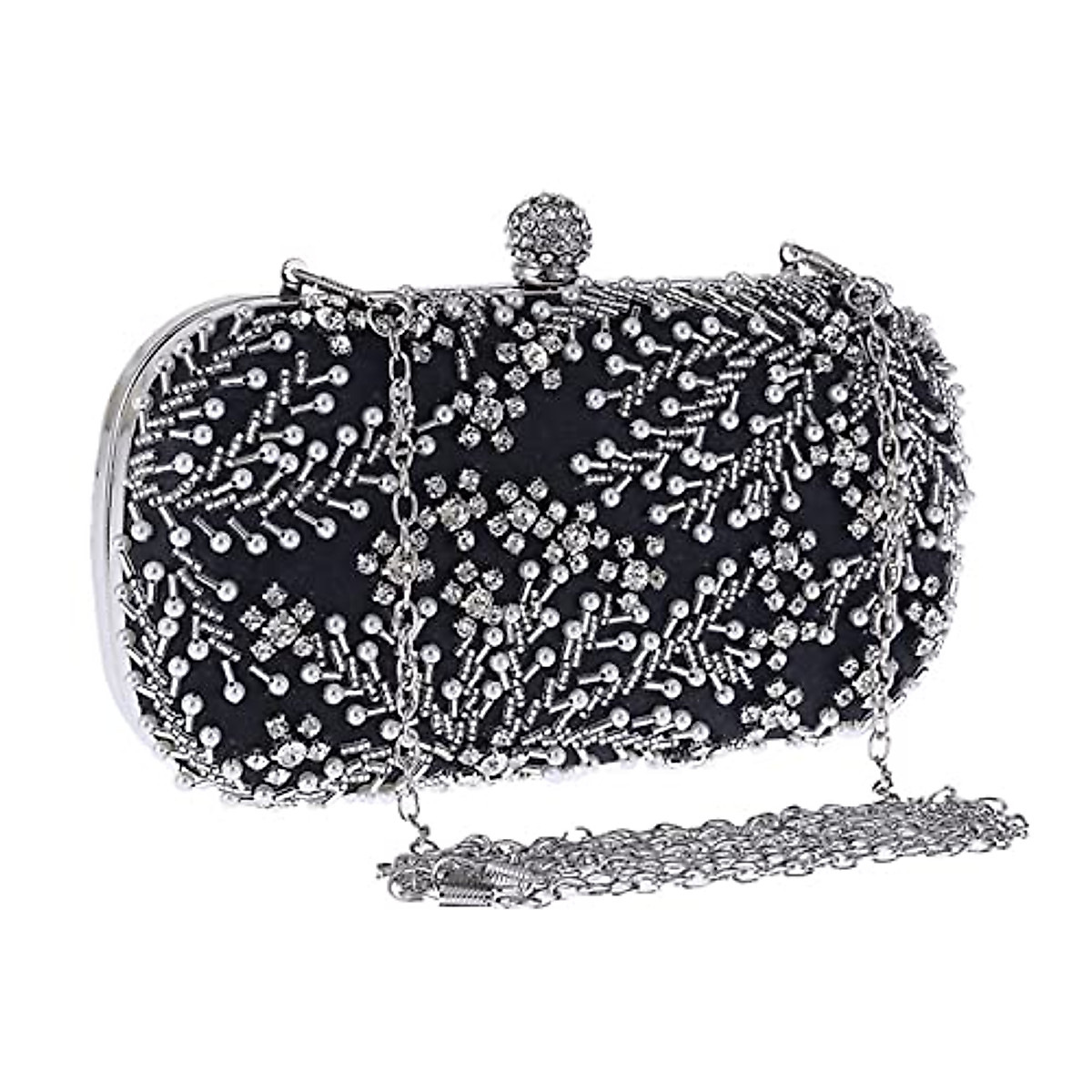 YLLWH Women's Clutch Bag Crystal Pearl Clutch Purse Handbag Embroidery Evening Bag Wedding Bag for Bridal Shoulder Bag