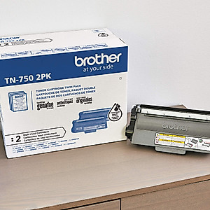 Brother Genuine High-Yield Black Toner Cartridge Twin Pack TN750 2PK (TN7502PK)
