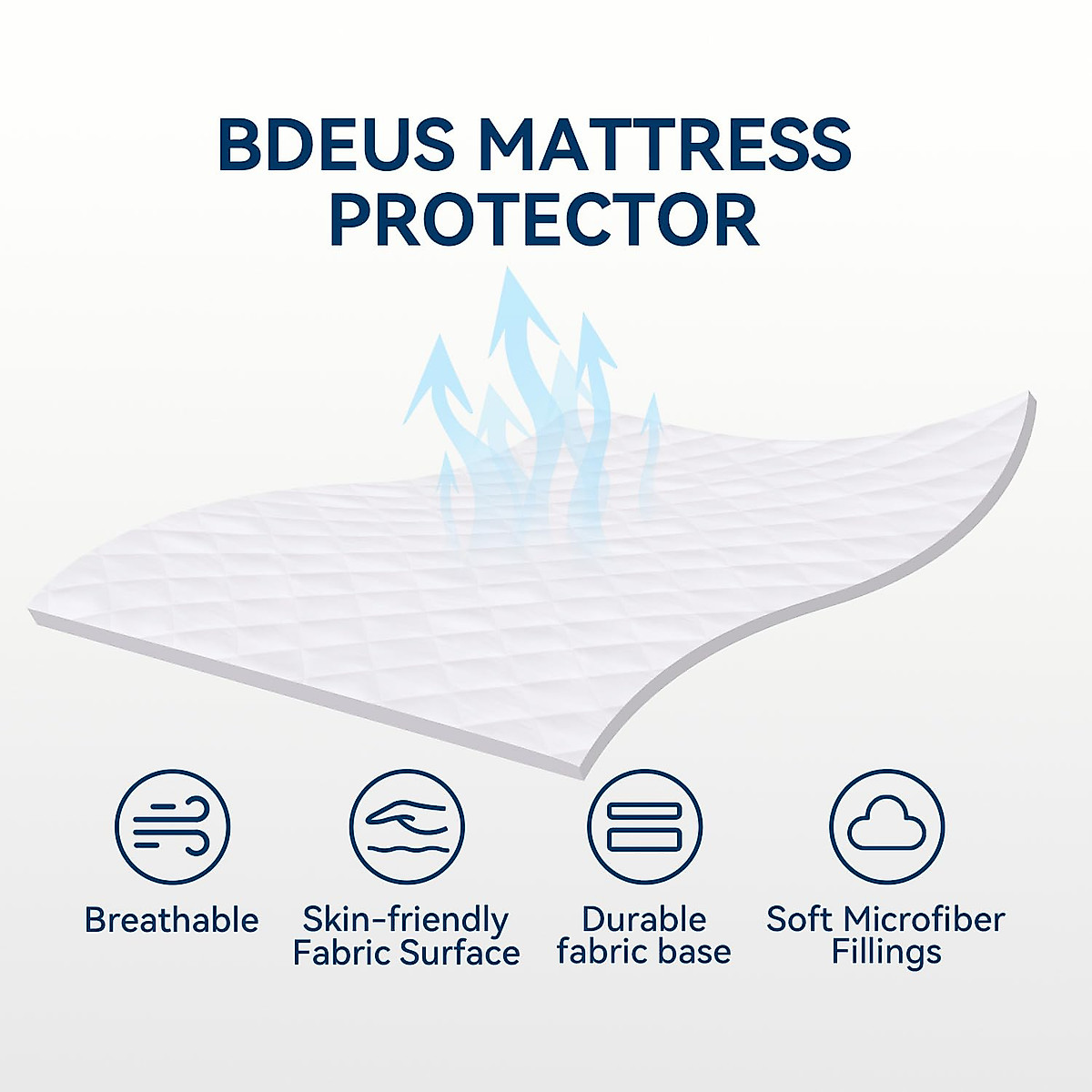 BDEUS Queen Quilted Fitted Mattress Pad, Soft and Breathable Mattress Protector with 180 GSM Down Alternative Fillings, Noiseless Mattress Cover with 6-18" Deep Pocket,Women's Gift Idea.