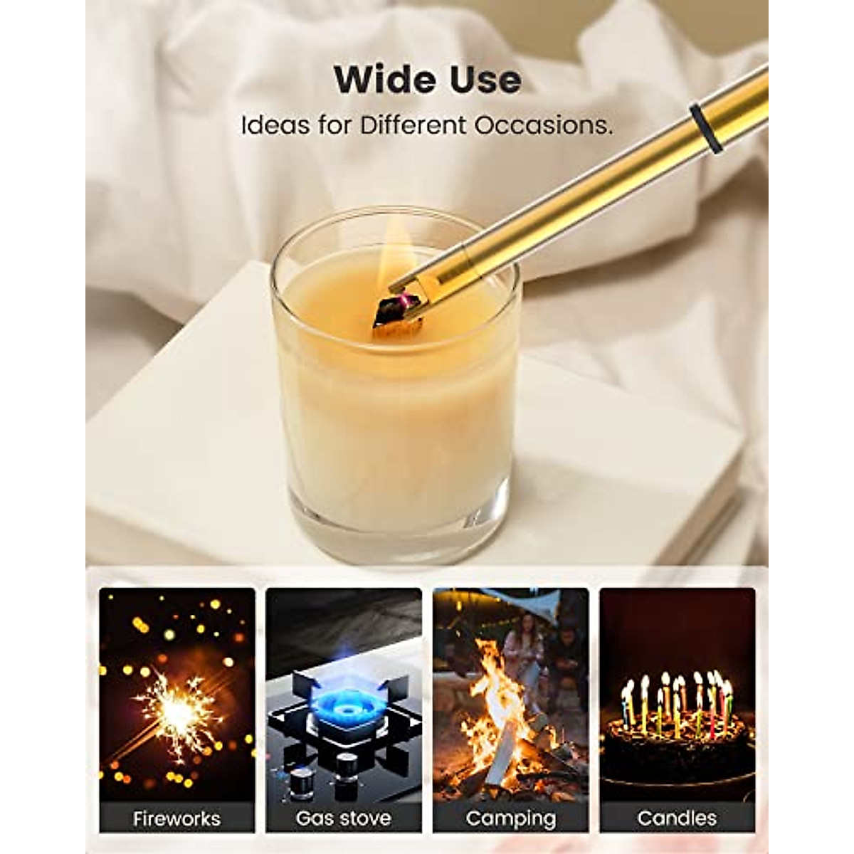 Plasma Arc Electric Lighter - Rechargeable Long Neck, Windproof Flame-Less Lighter for Candle, Firework, Camping, Grill, Gas Stove, Kitchen
