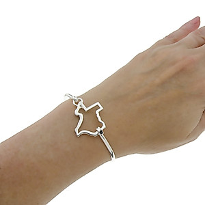 PammyJ Silvertone State of Texas Bangle Bracelet
