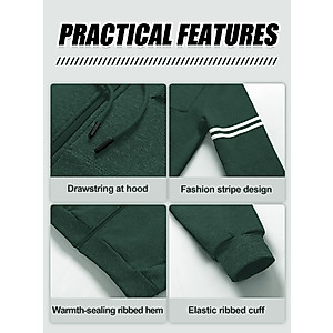 Chrisuno Men's Essentials Basic Soft Fleece Full-Zip Hoodie Lightweight Jersey Full-Zip Novelty Sweatshirt Army Green XL