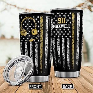 Wassmin Personalized Dispatcher Gifts For Men Dispatcher American Flag Tumbler 20oz 30oz Insulated Coffee Travel Mug Cup Birthday Appreciation