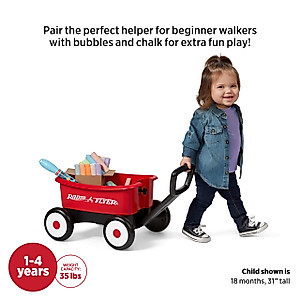 Radio Flyer Summertime Fun My 1st Wagon with Bubbles and Chalk Ages 3+, Red