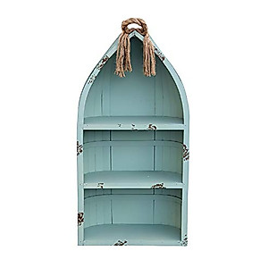 Contemporary Home Living 34.25" Teal Blue Handcrafted Canoe Shelf with Rope