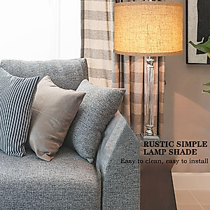 Drum Lamp Shade, Natural Round Linen Lamp Shades for Floor Lamp Replacement, Small Fabric Cylinder Decorative Lampshade with E27 Adapters for Table Lamp Bedside Lamp Chandeliers(White)(1.65" Spider)